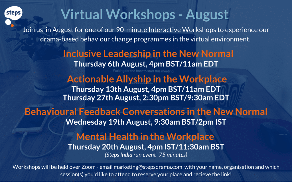 August 2020 - Open Virtual Workshops | Steps