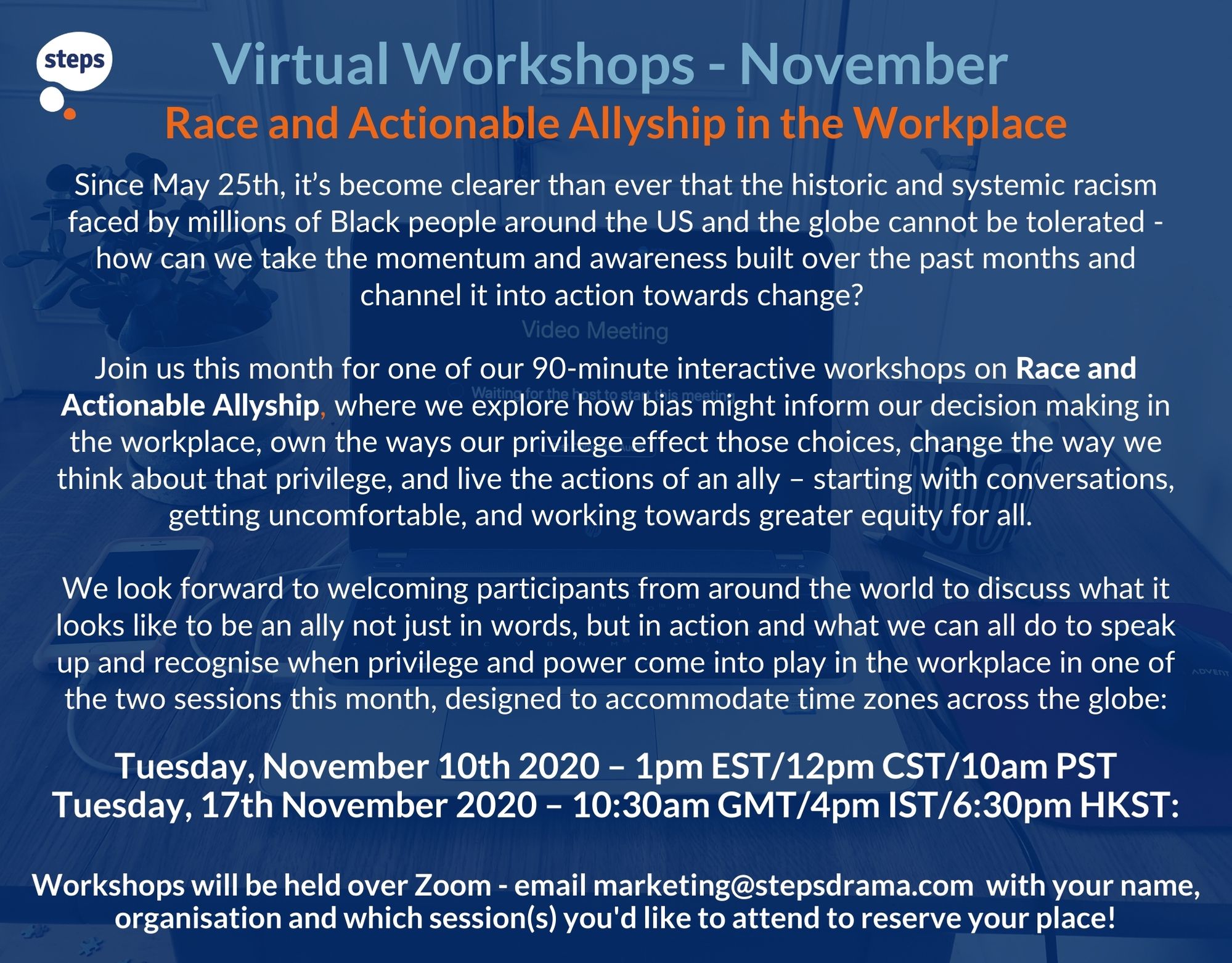 November 2020 - Open Virtual Workshops | Steps