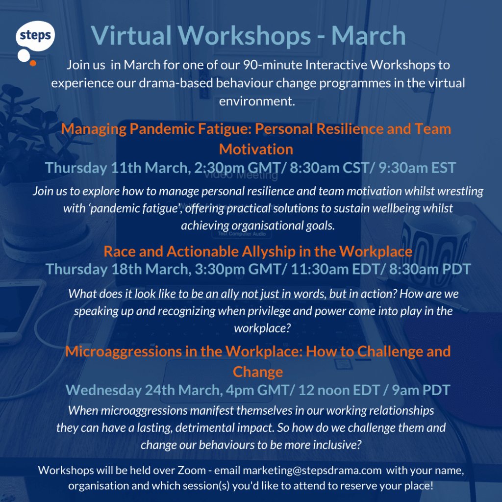 March 2021 Open Workshops | Steps