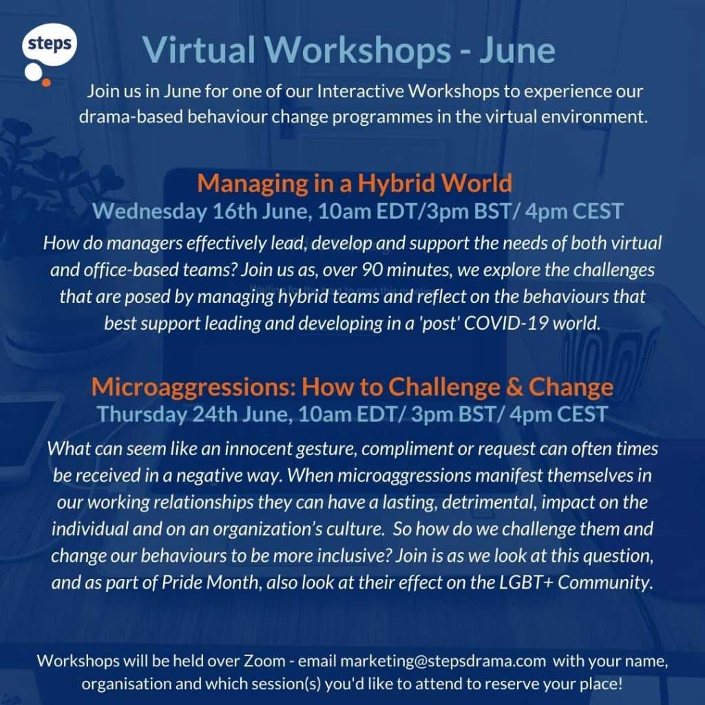 June 2021 Open Workshops | Steps